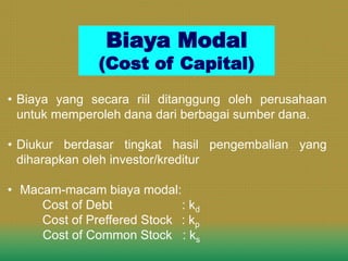 Biaya Modal Biaya Modal Biaya Modal Biaya Modal | PPT