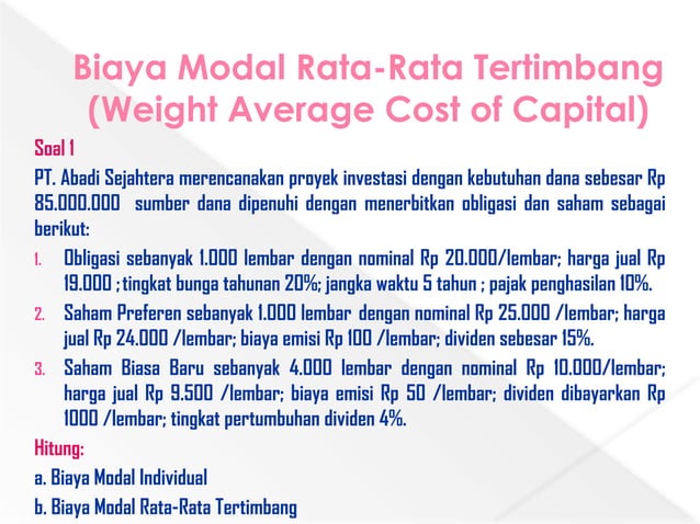 BIaya Modal Perusahaan Terbaru. BIaya Modal Perusahaan Terbaru BIaya ...
