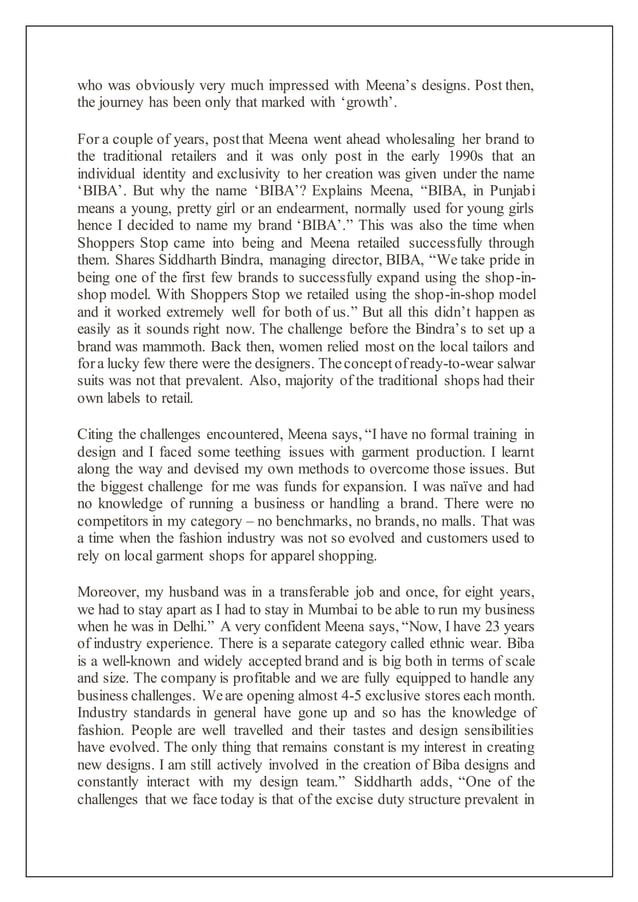 Biba final case study for competition | DOCX