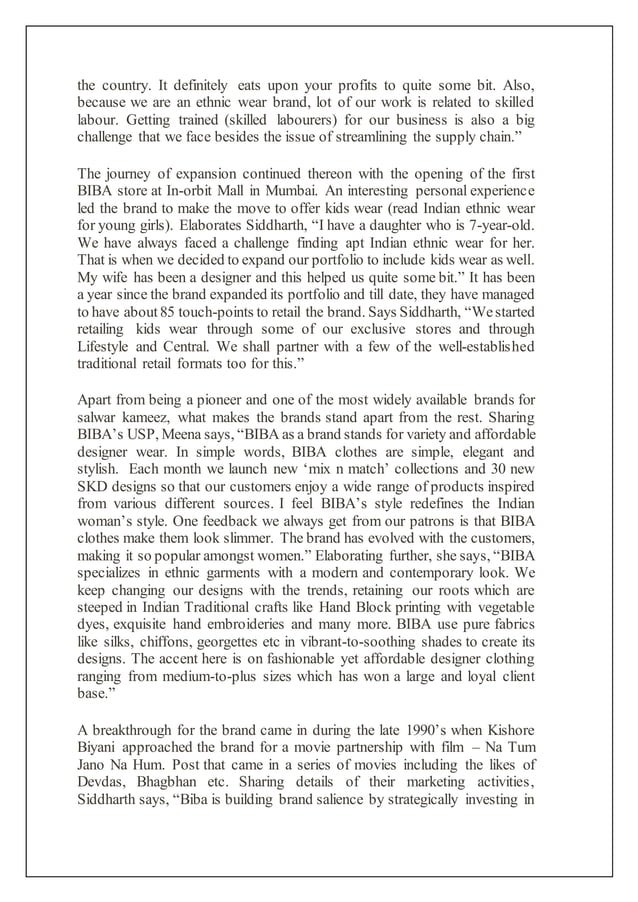 Biba final case study for competition | DOCX