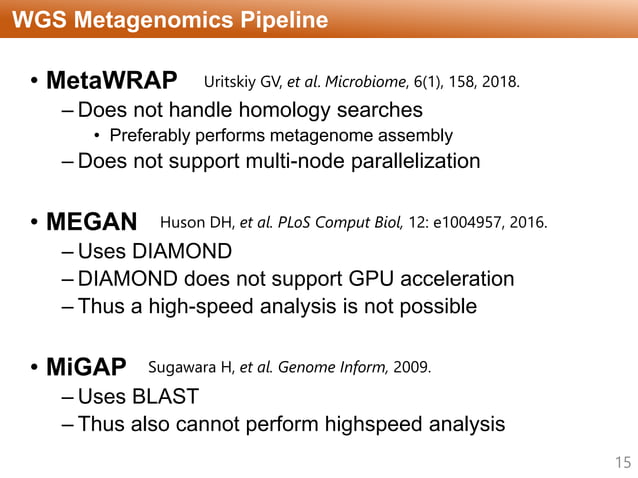 Parallelized pipeline for whole genome shotgun metagenomics with GHOSTZ-GPU and MEGAN | PDF