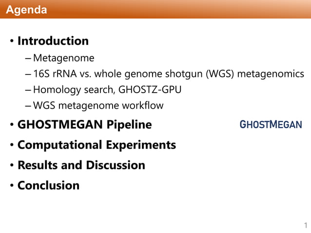 Parallelized Pipeline For Whole Genome Shotgun Metagenomics With Ghostz Gpu And Megan Ppt