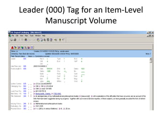 The Leader and the 008 Field in MARC Bibliographic Records | PPTX