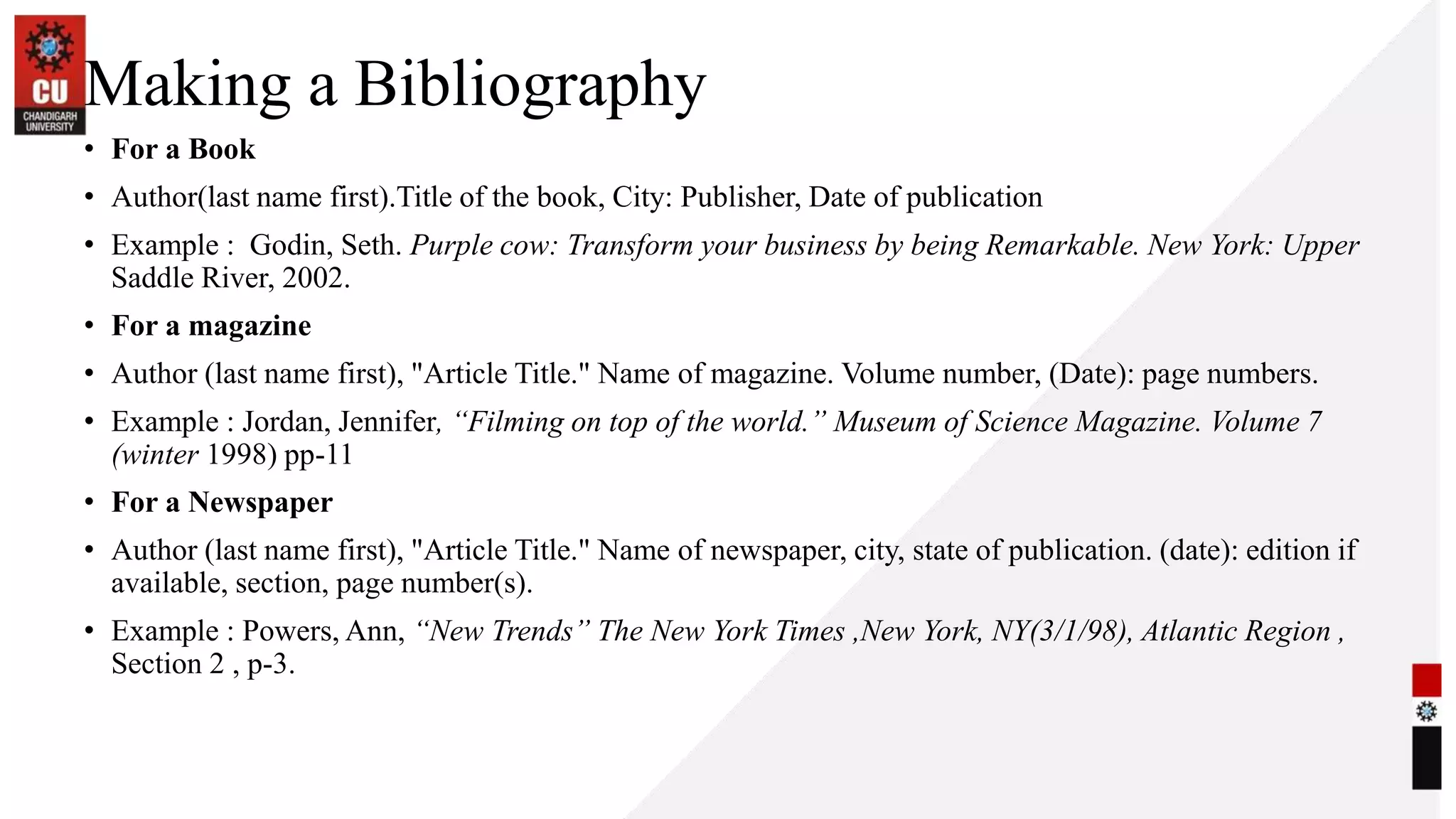 Bibiliography Footnotes Oral Presentation PPT 17.pptx | Science