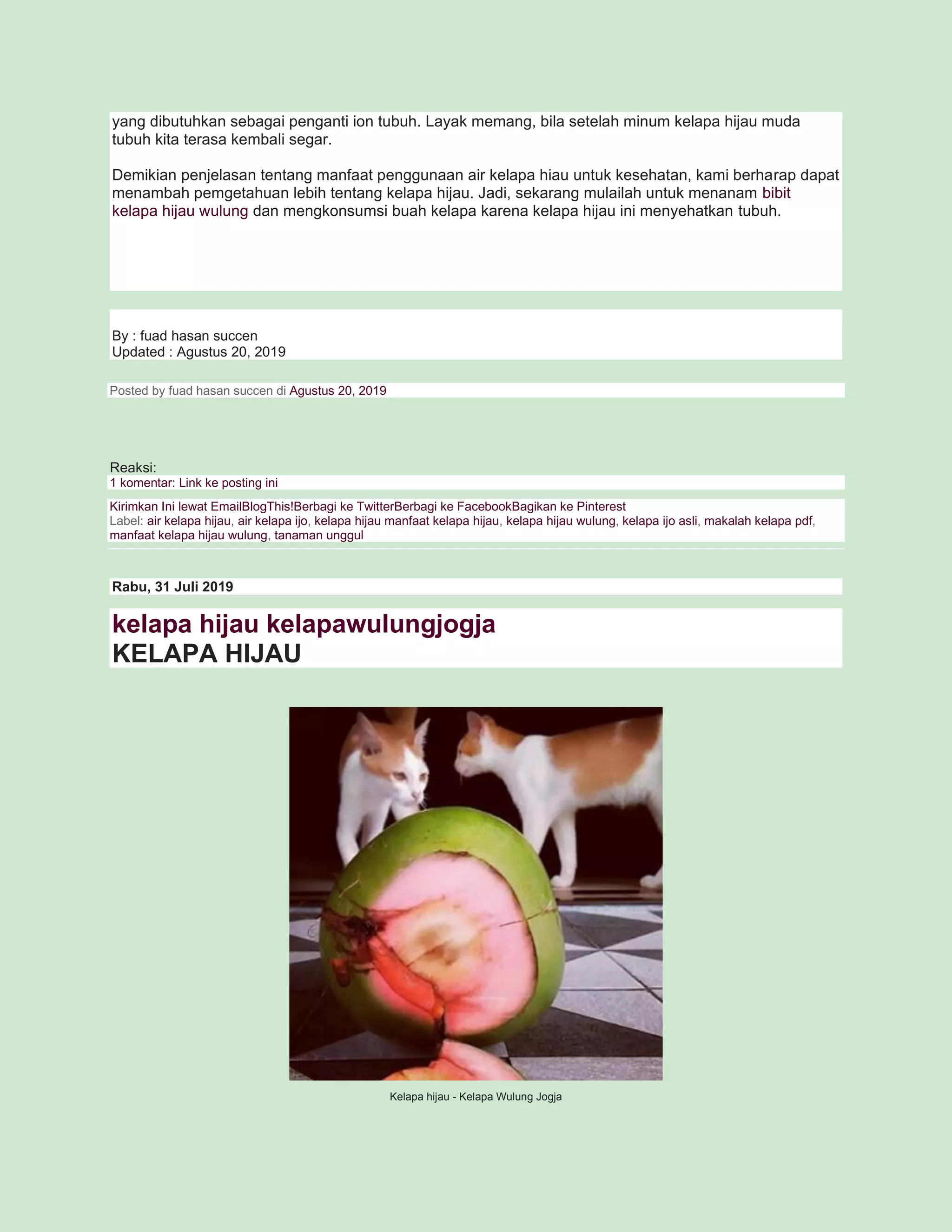 Pohon Kelapa Hijau Wulung | PDF