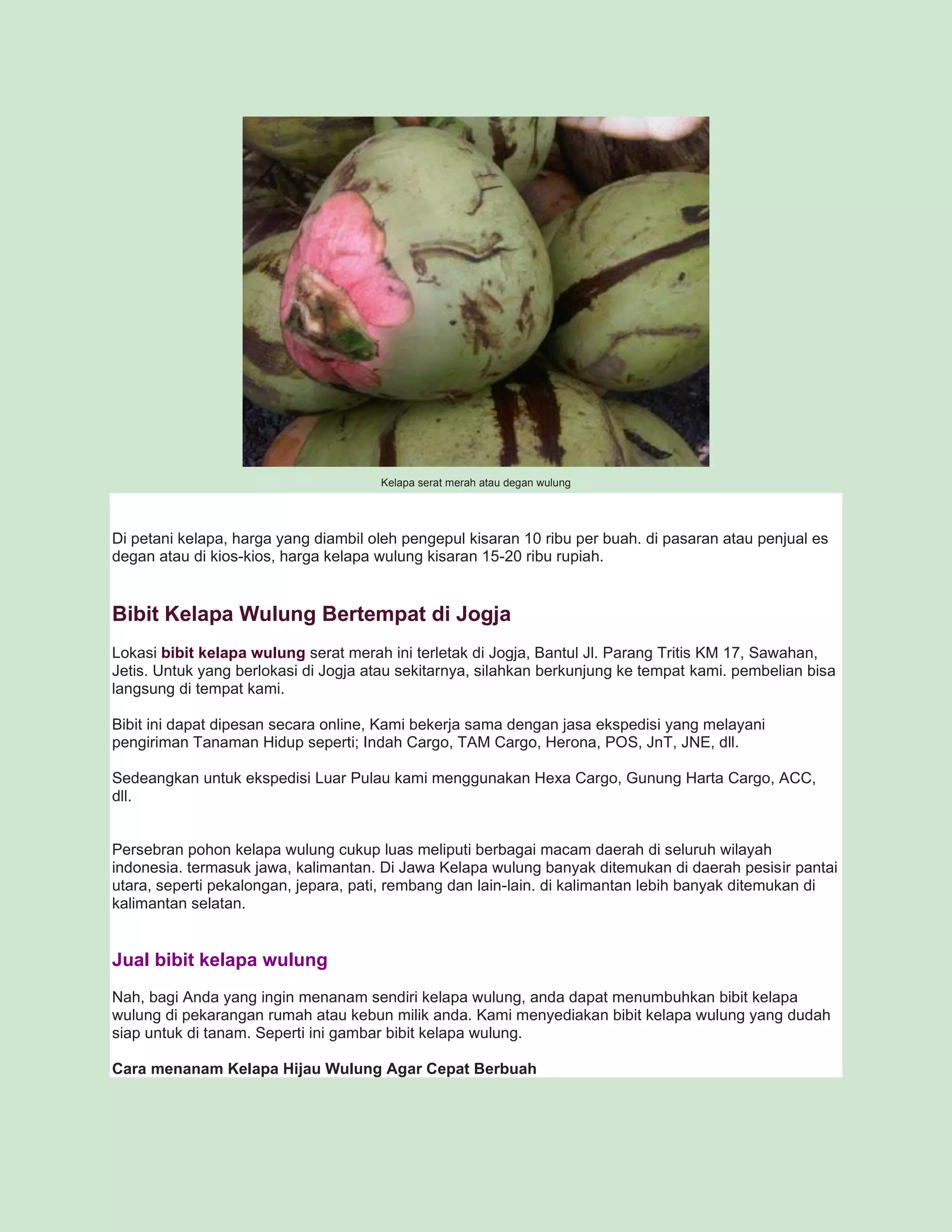 Pohon Kelapa Hijau Wulung | PDF