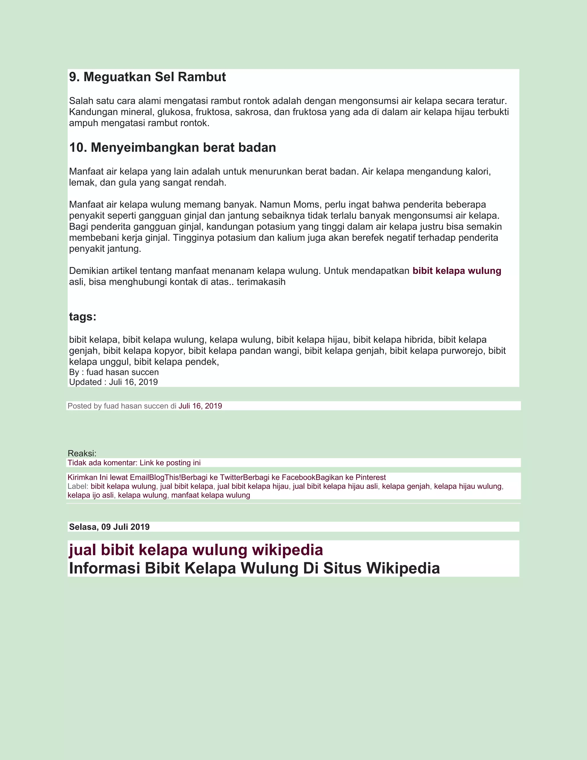 Pohon Kelapa Hijau Wulung | PDF