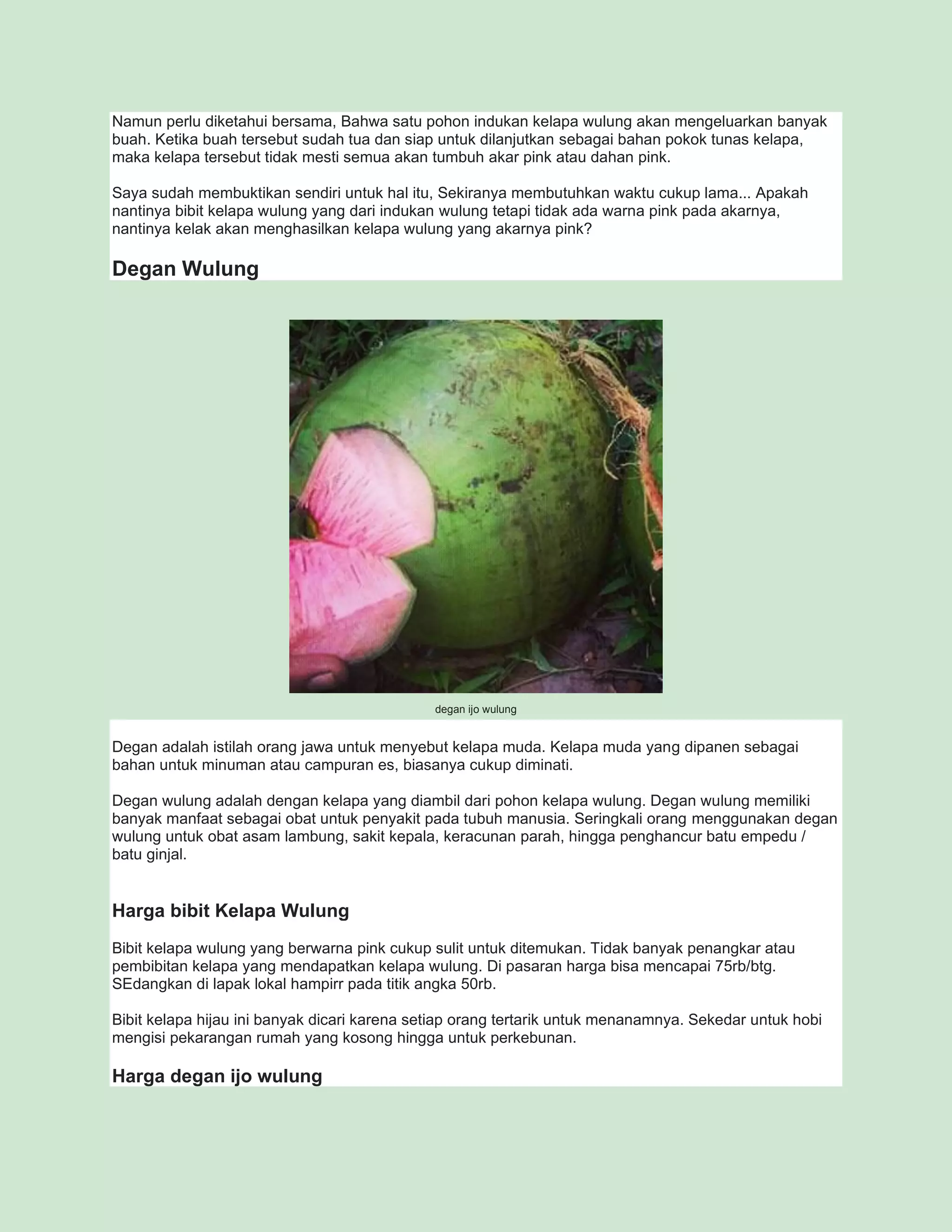 Pohon Kelapa Hijau Wulung | PDF