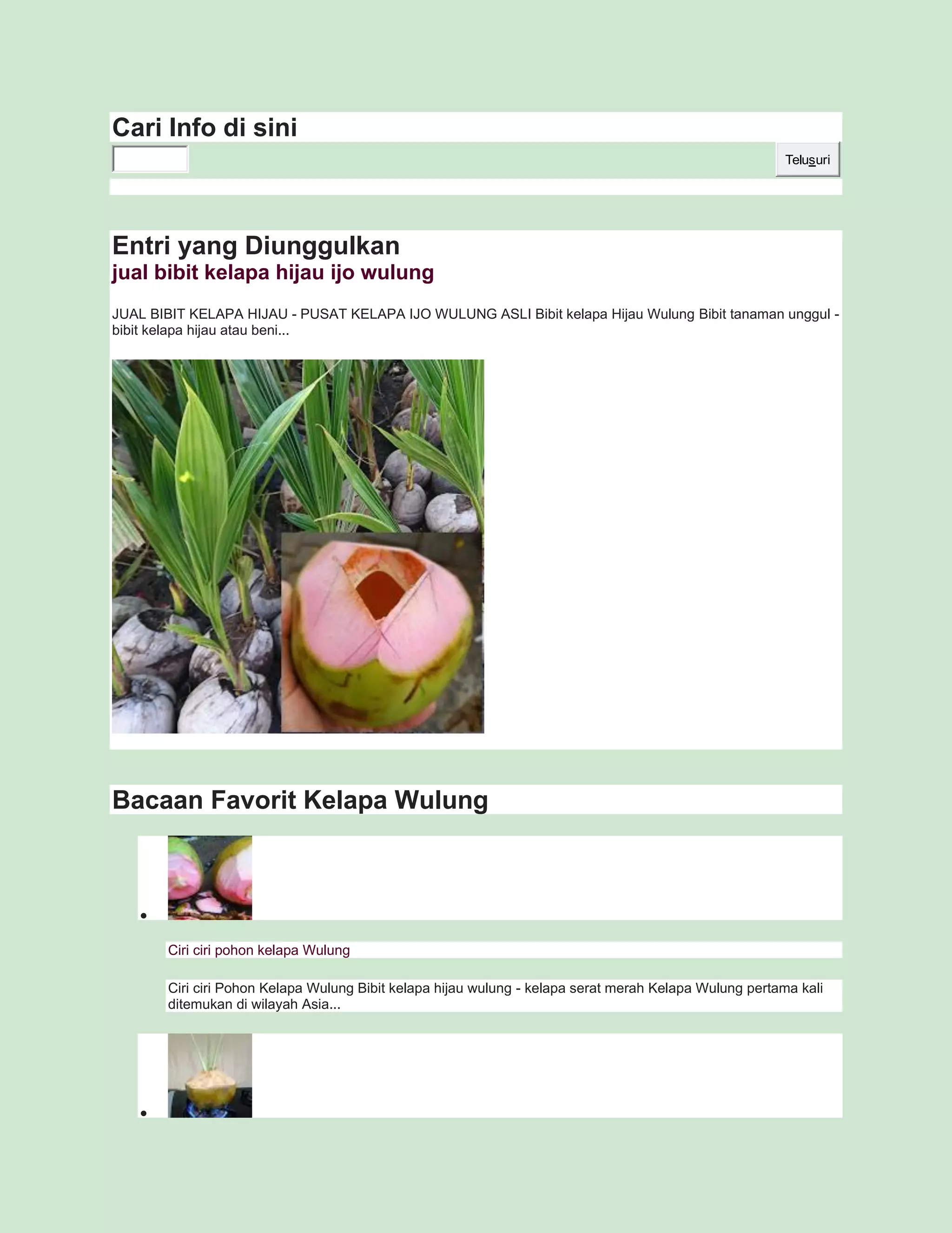 Pohon Kelapa Hijau Wulung | PDF