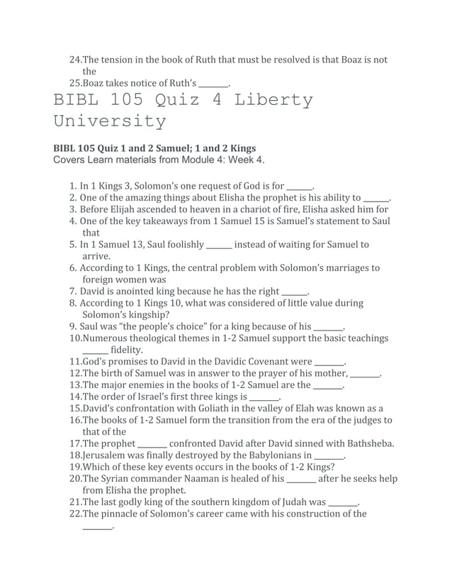 BIBL 105 Quiz 1,2,3,4 Liberty University.docx