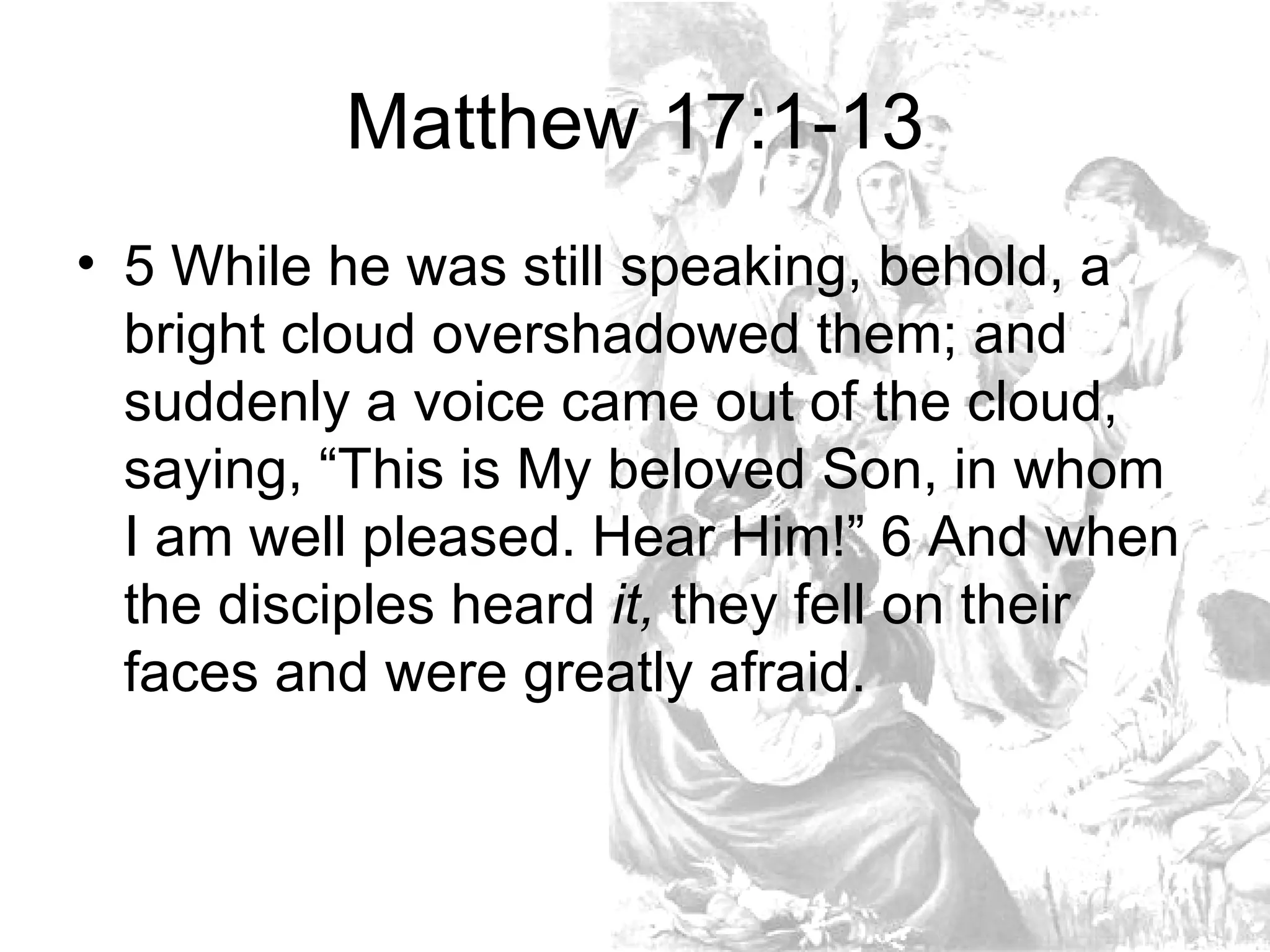 Bible Lesson Slideshow: "The Transfiguration" and "Jesus and the ...