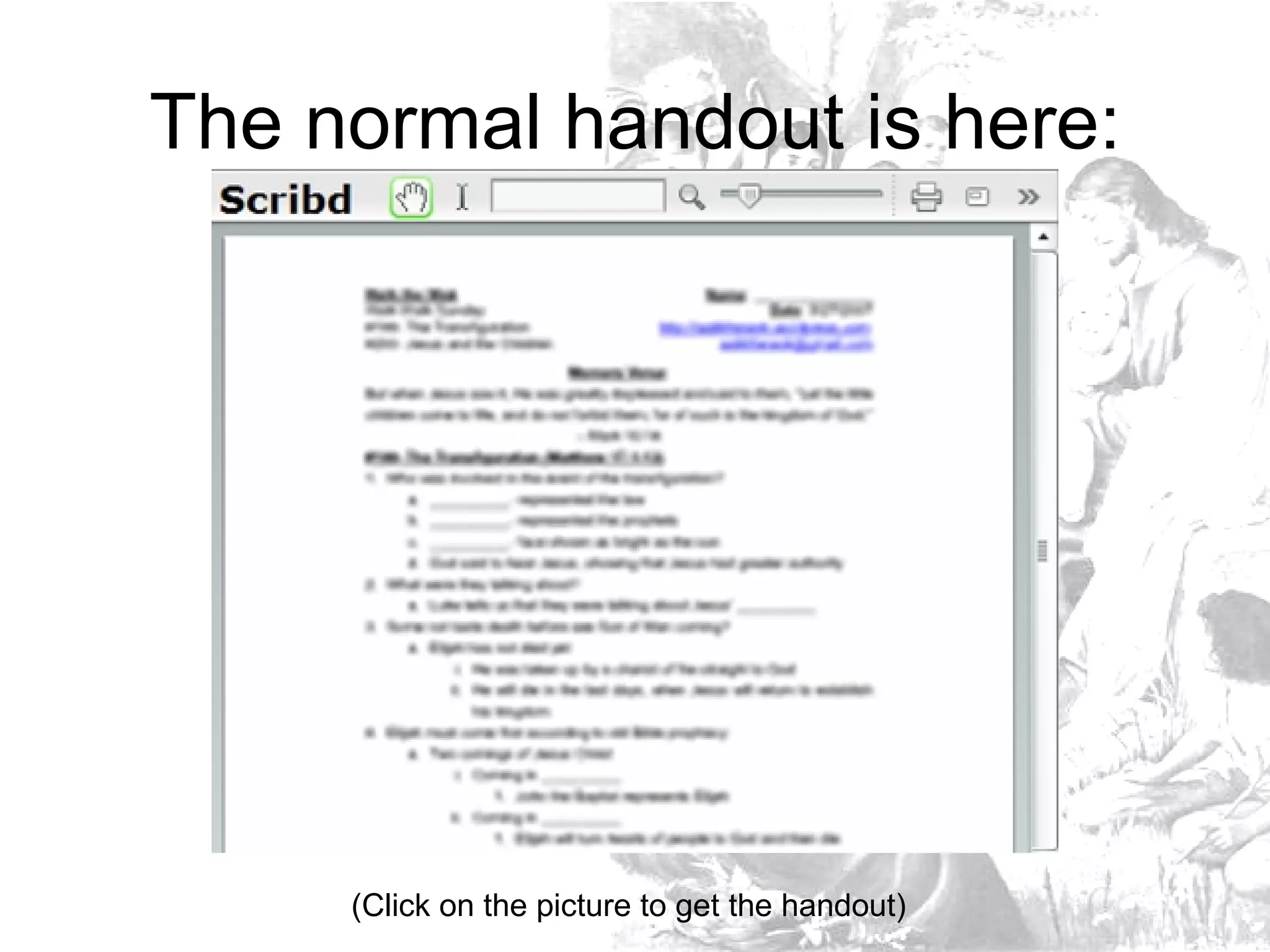 Bible Lesson Slideshow: "The Transfiguration" and "Jesus and the ...