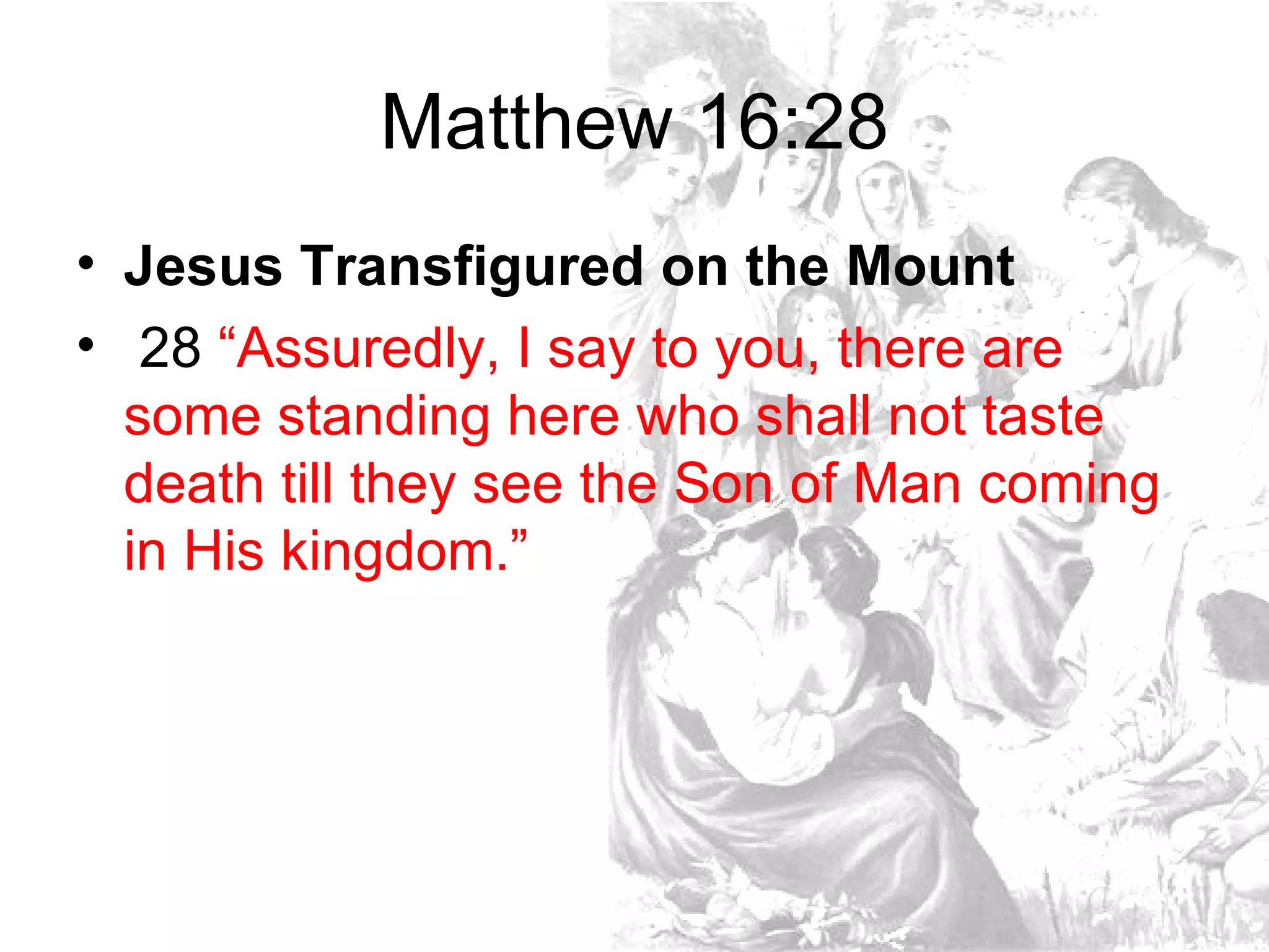 Bible Lesson Slideshow: "The Transfiguration" and "Jesus and the ...