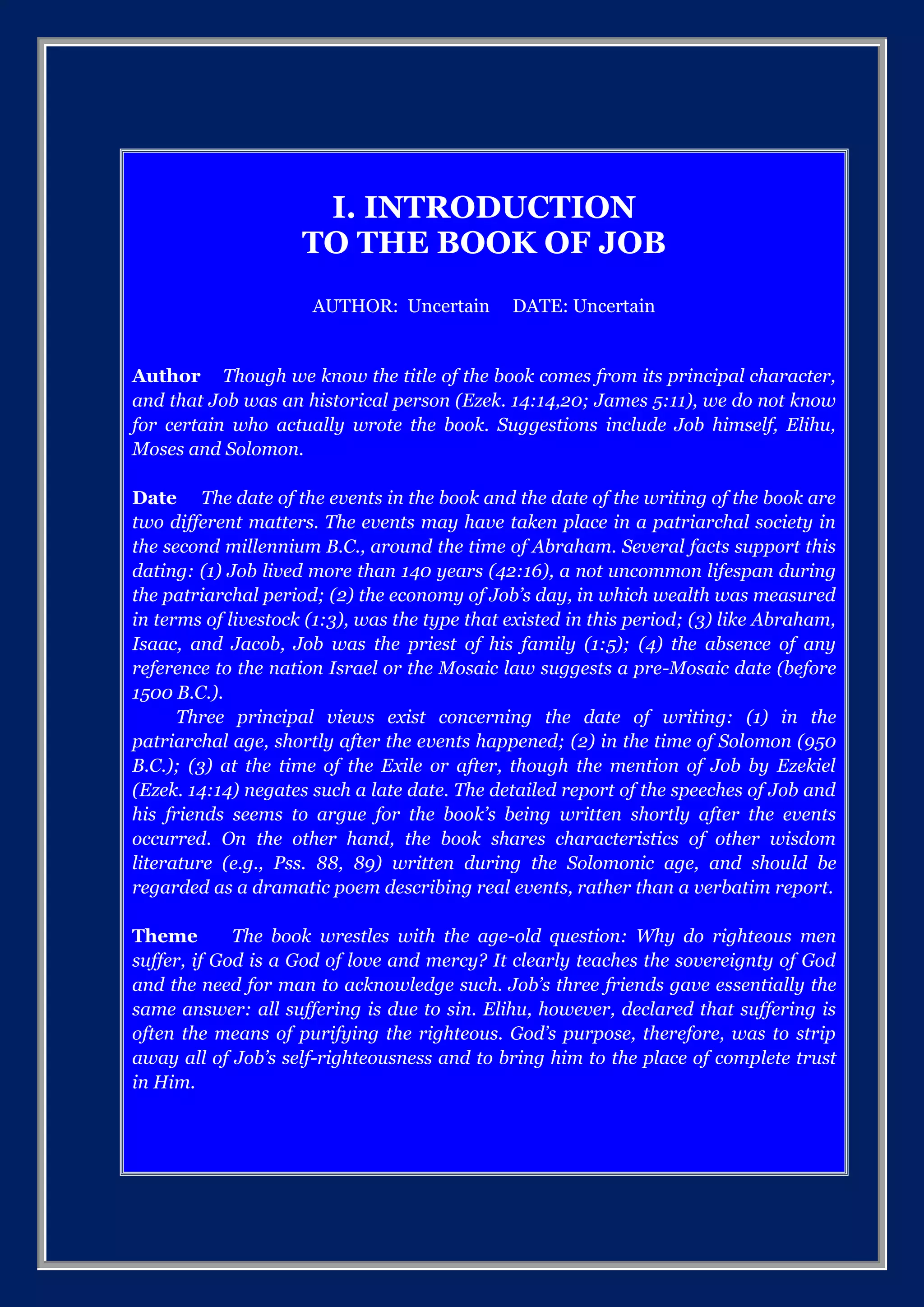 THE BOOK OF JOB | DOC | Christianity | Religion & Spirituality
