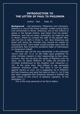 THE EPISTLE OF PAUL TO PHILEMON | PDF