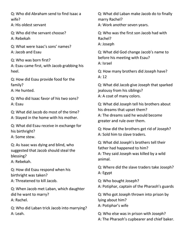 Bible-Trivia-Questions-and-Answers.pdf | Christianity | Religion ...