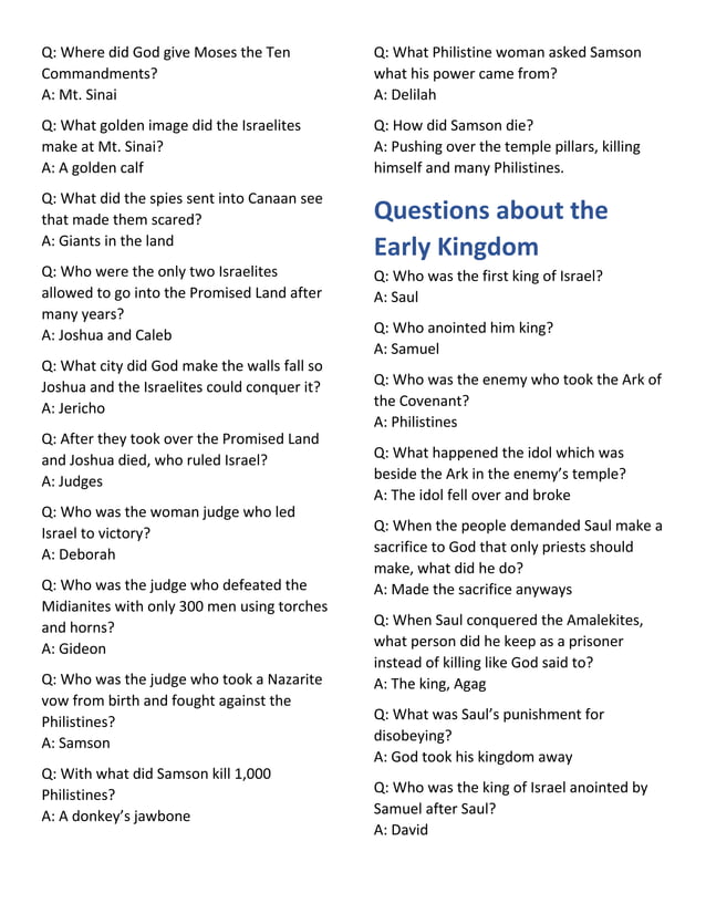 Bible-Trivia-Questions-and-Answers.pdf | Christianity | Religion ...