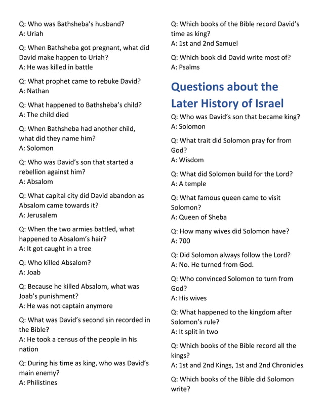 Bible-Trivia-Questions-and-Answers.pdf | Christianity | Religion ...
