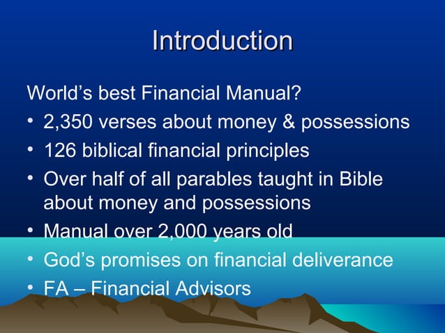 Financial Planning according to the Holy Bible | PPT