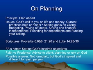 Financial Planning according to the Holy Bible | PPT