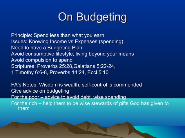 Financial Planning according to the Holy Bible | PPT