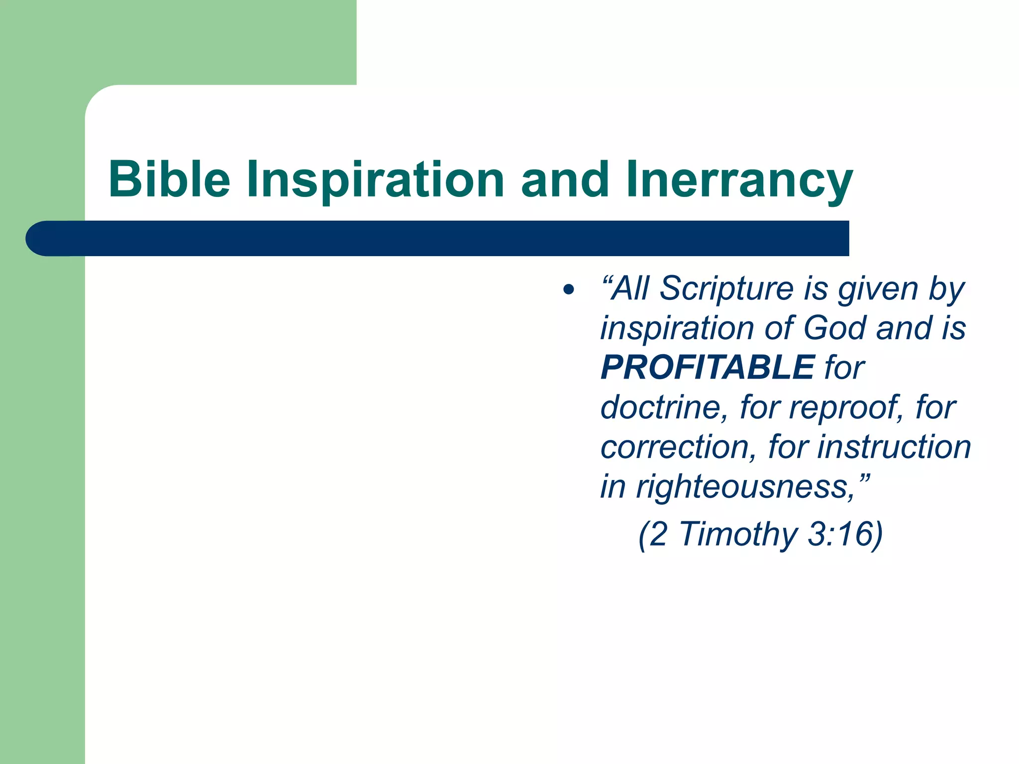 Bible 2, Inspiration and Inerrancy | PDF