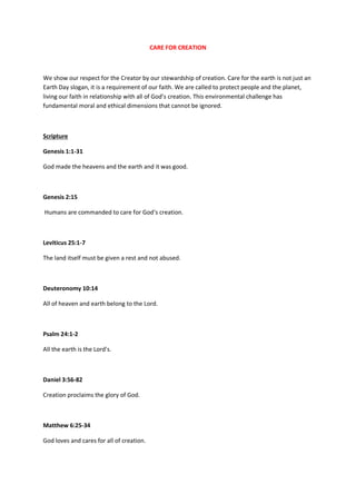 BIBLE CARING FOR CREATION. pdf | PDF