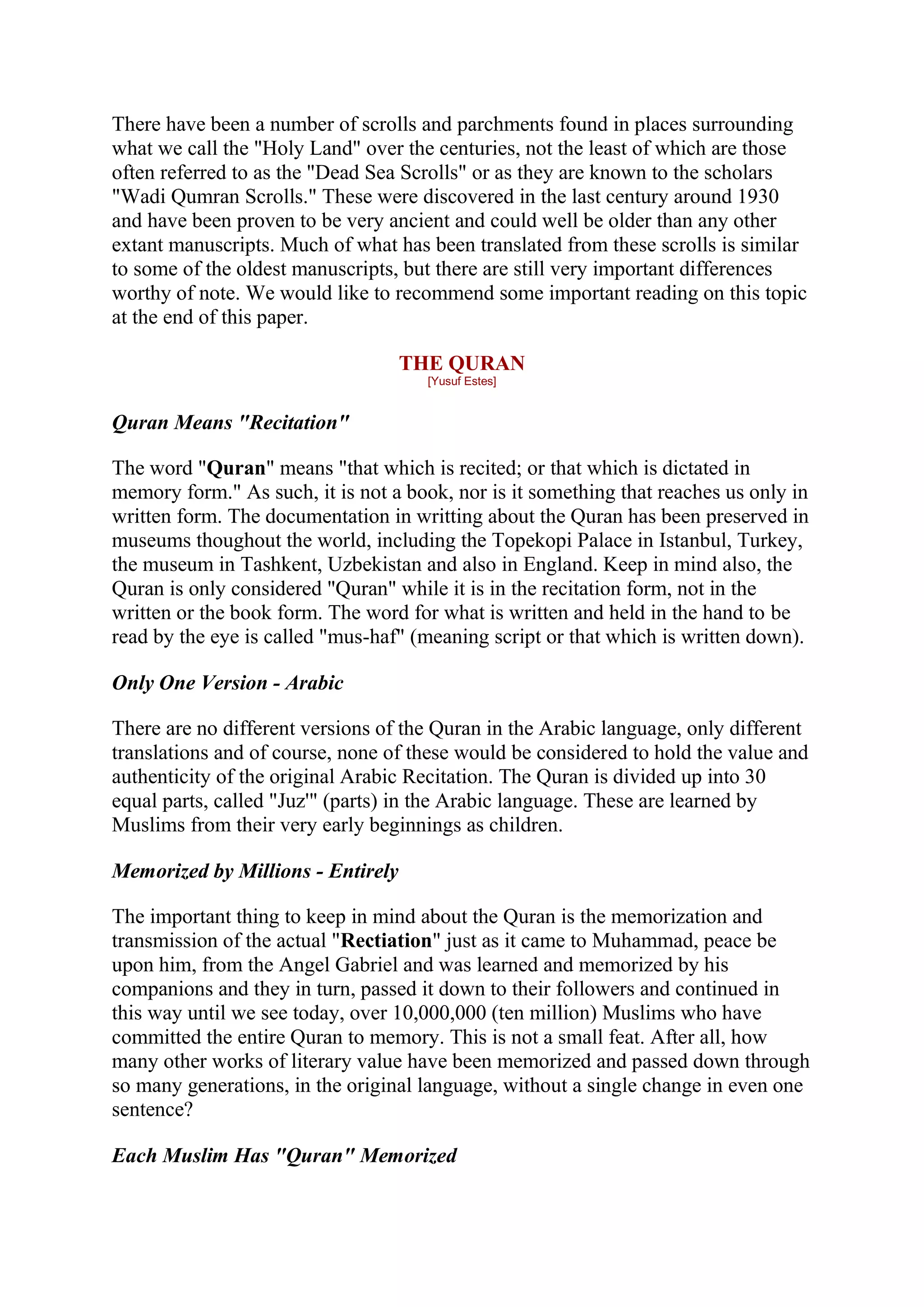 Bible compared to Quran | PDF
