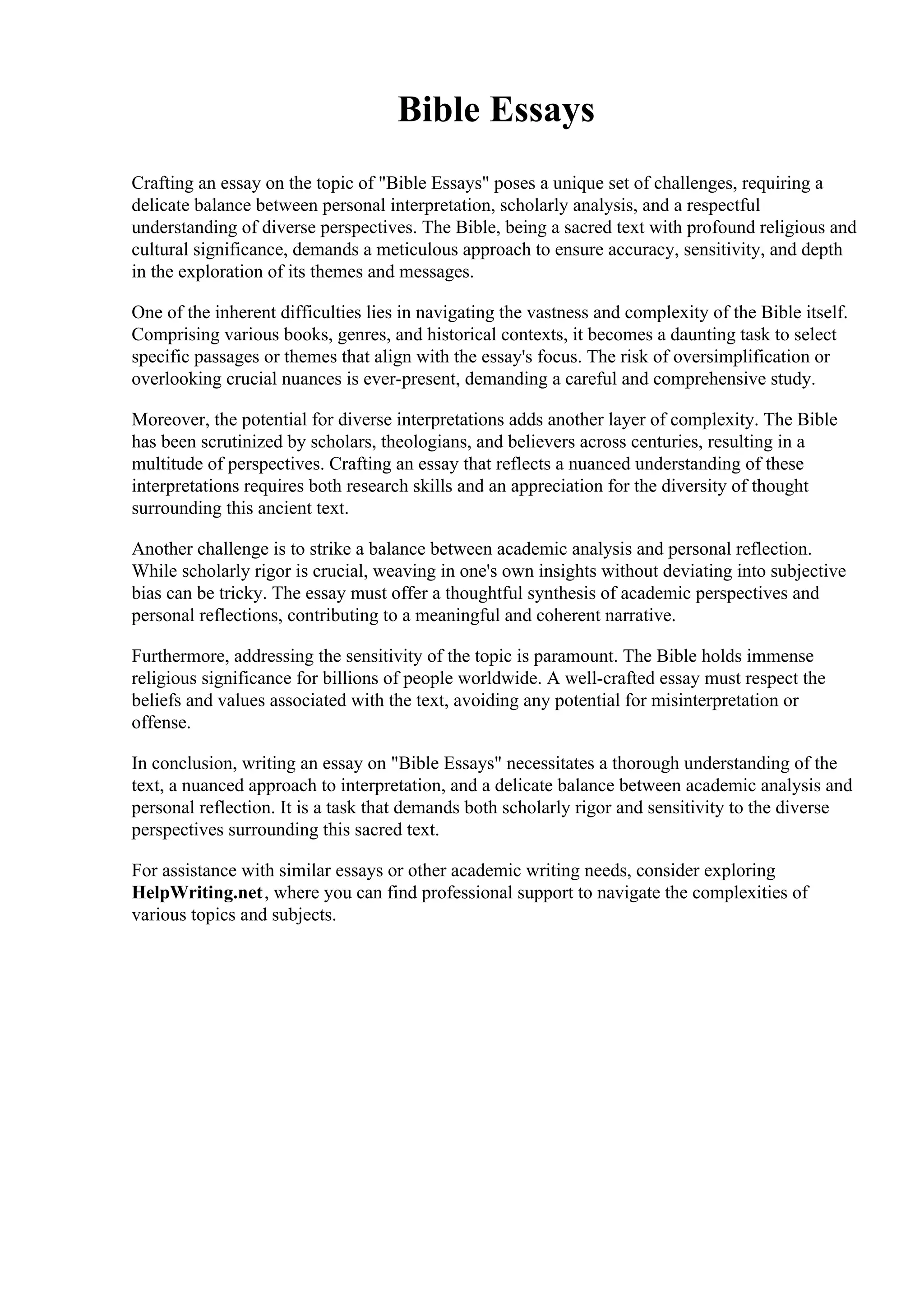 Bible Essays.pdf | Christianity | Religion & Spirituality