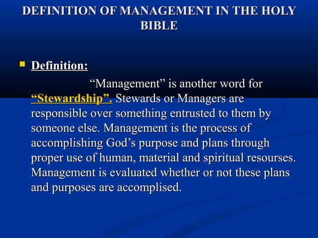 Bible in management | PPT