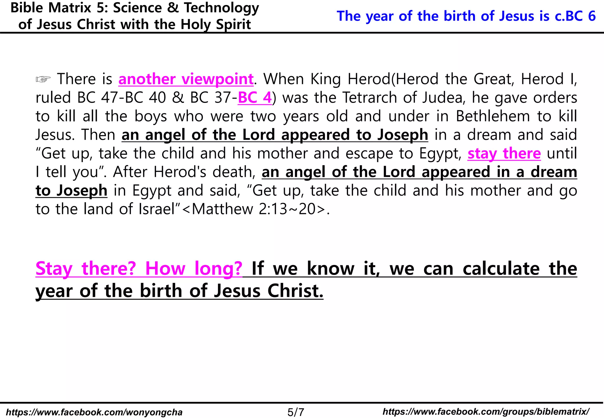 Bible Matrix 5_10_The year of the birth of Jesus is c.BC 6 not AD 1 | PPT