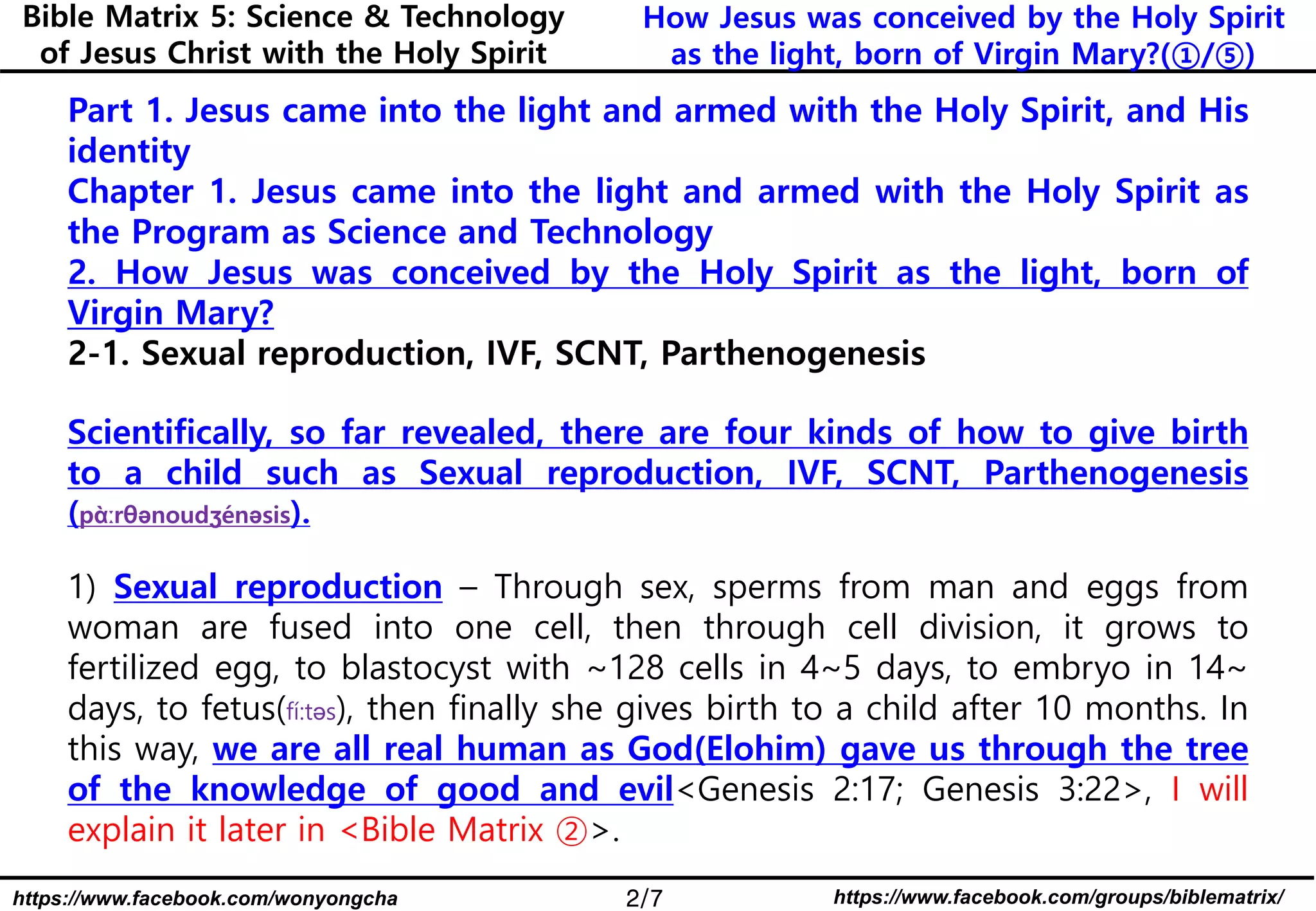 Bible Matrix 5_3_(①/⑤)How Jesus was conceived by the holy spirit, born ...