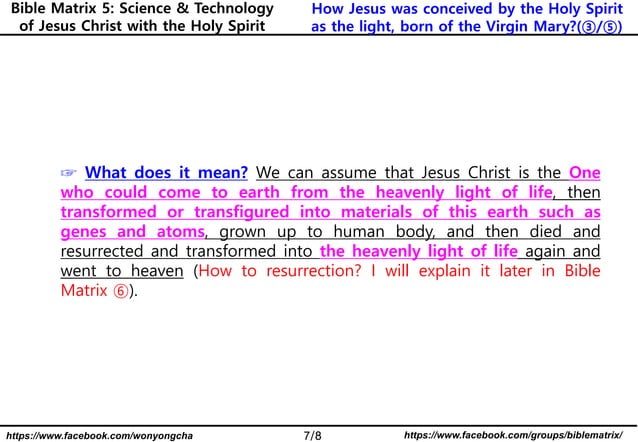 Bible Matrix 5_5_(③/⑤) How Jesus was conceived by the holy spirit, born ...