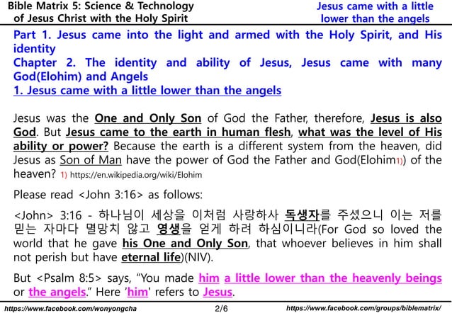 Bible Matrix 5_9_Jesus came with a little lower than the angels | PPT