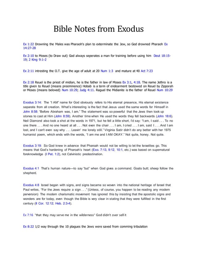 Bible notes from Exodus | PDF