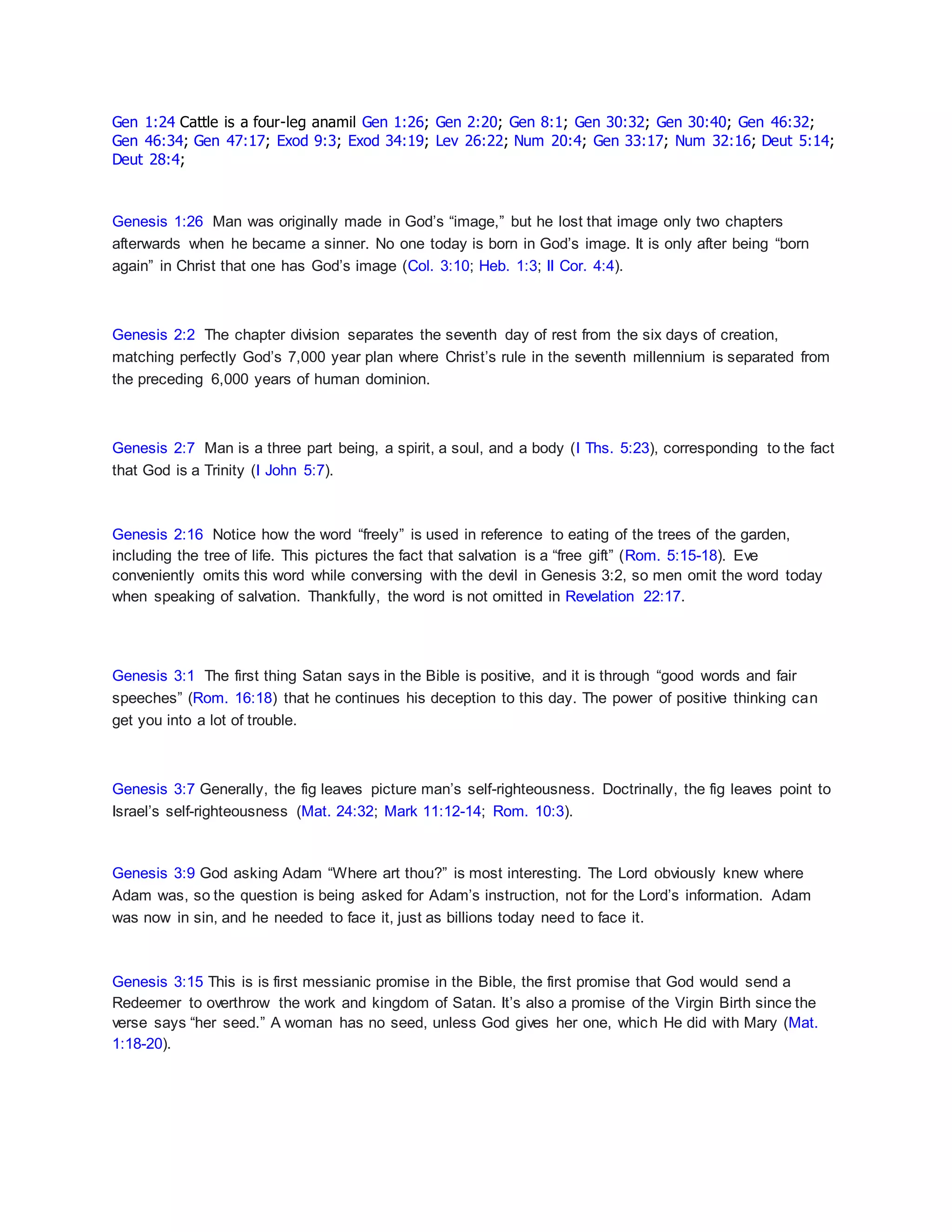Bible notes from Genesis | DOCX