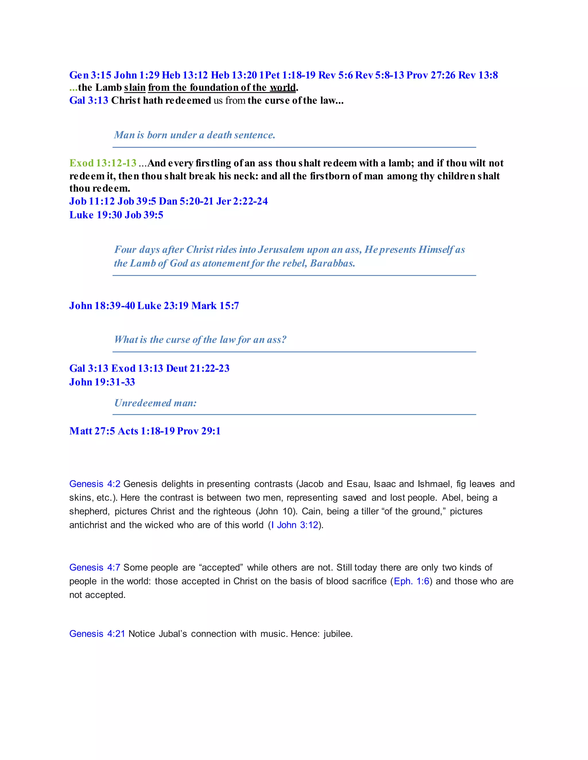 Bible notes from Genesis | DOCX