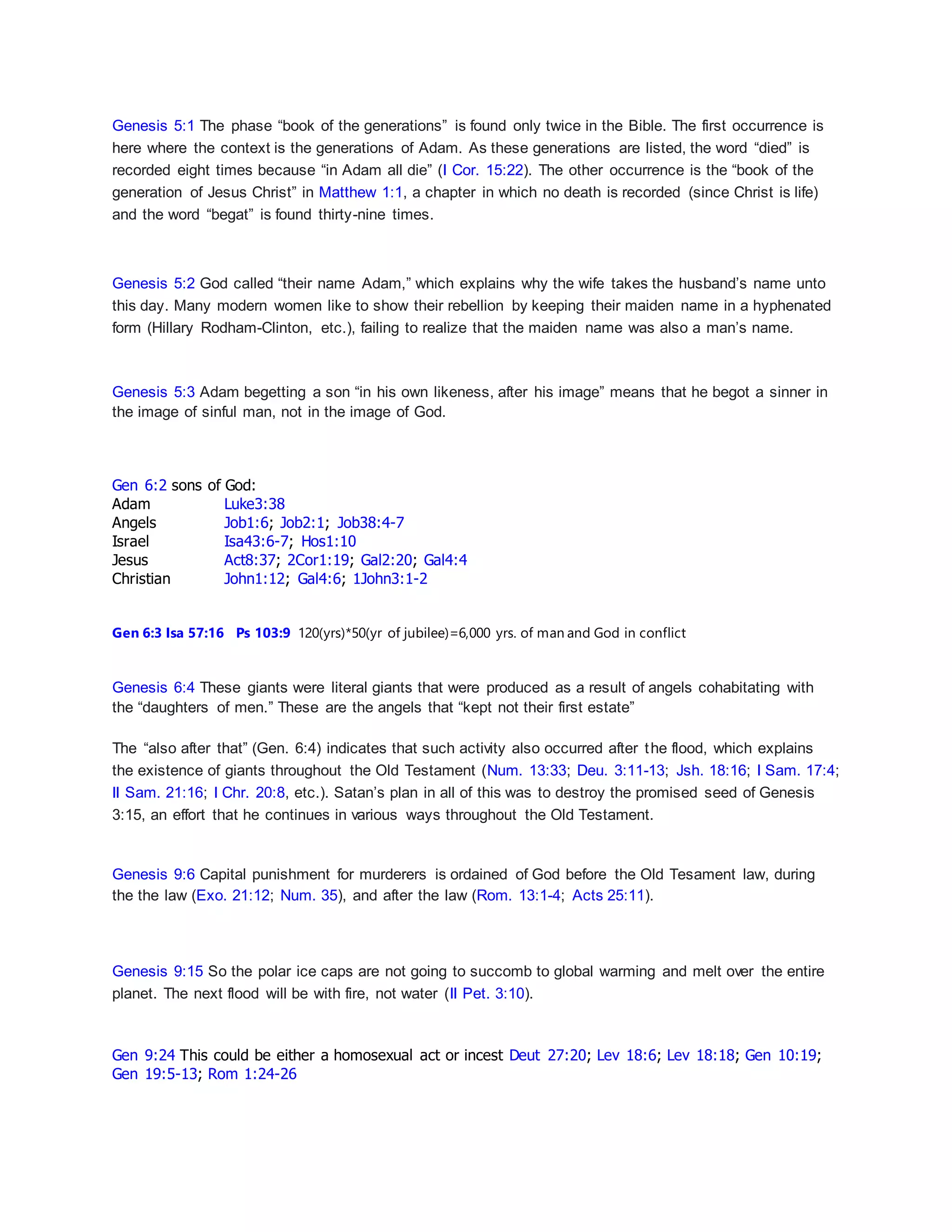 Bible notes from Genesis | DOCX