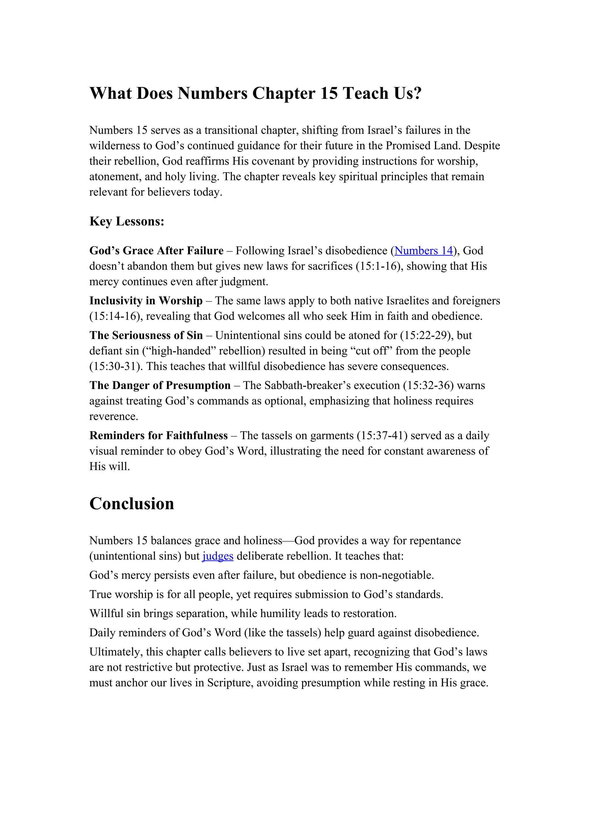 Bible Numbers Chapter 15,Numbers Chapter 15 Summary.docx