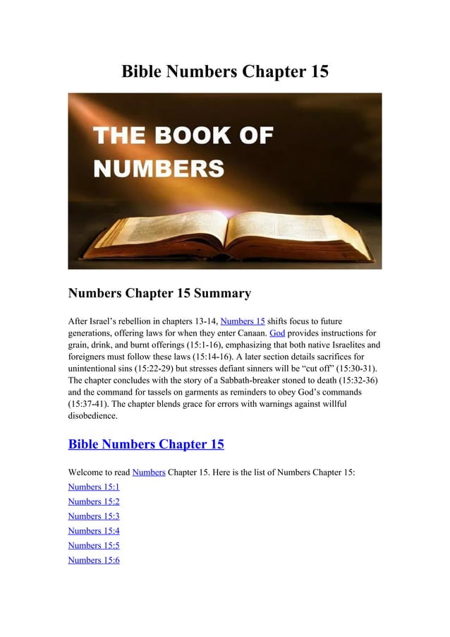 Bible Numbers Chapter 15,Numbers Chapter 15 Summary.docx