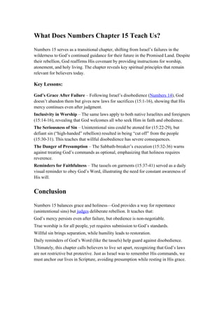Bible Numbers Chapter 15,Numbers Chapter 15 Summary.docx