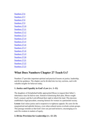 Bible Numbers Chapter 27Numbers 27 addresses inheritance laws and ...