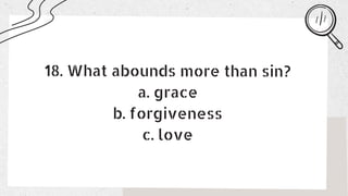 BIBLE QUIZ: Song of Solomon and Romans | PDF
