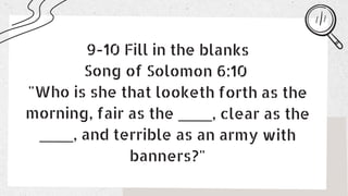 BIBLE QUIZ: Song of Solomon and Romans | PPT