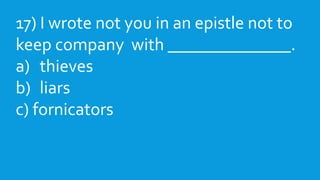 Bible quiz Isaiah 12-15, I Cor.5-8 | PPT