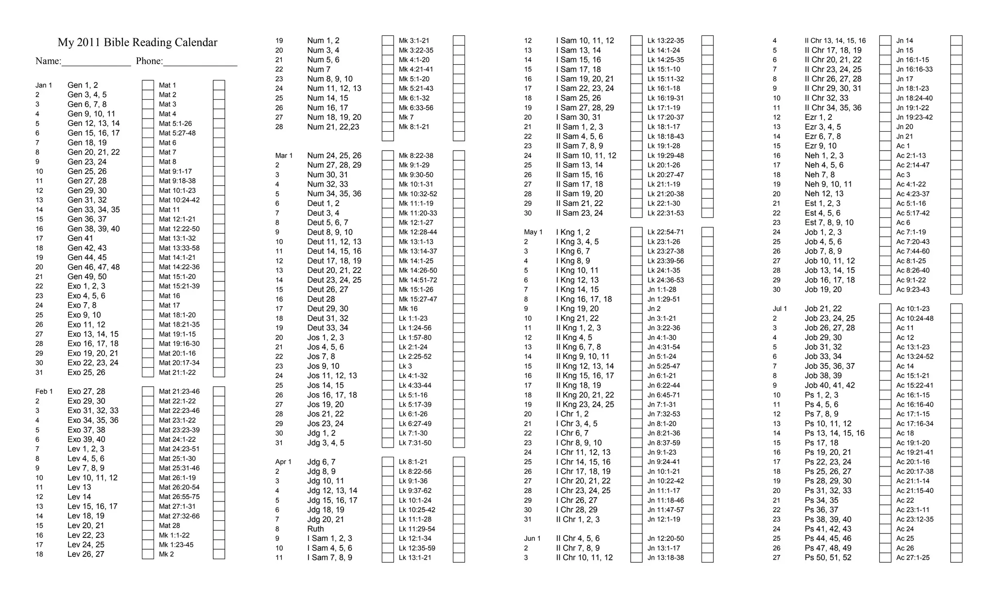 Bible Reading Calender | PDF