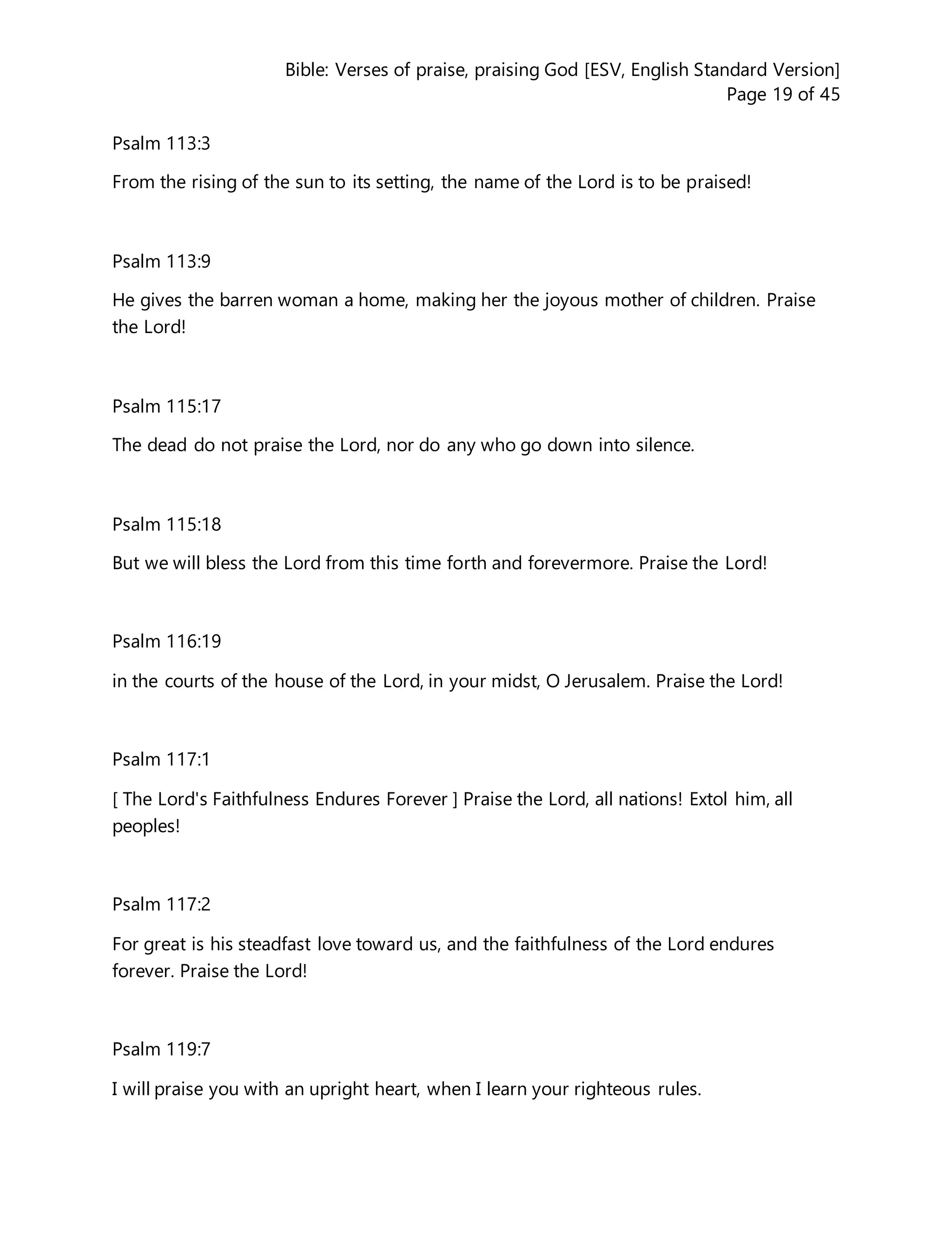 Bible's praise verses; Bonus: God's names: | DOCX