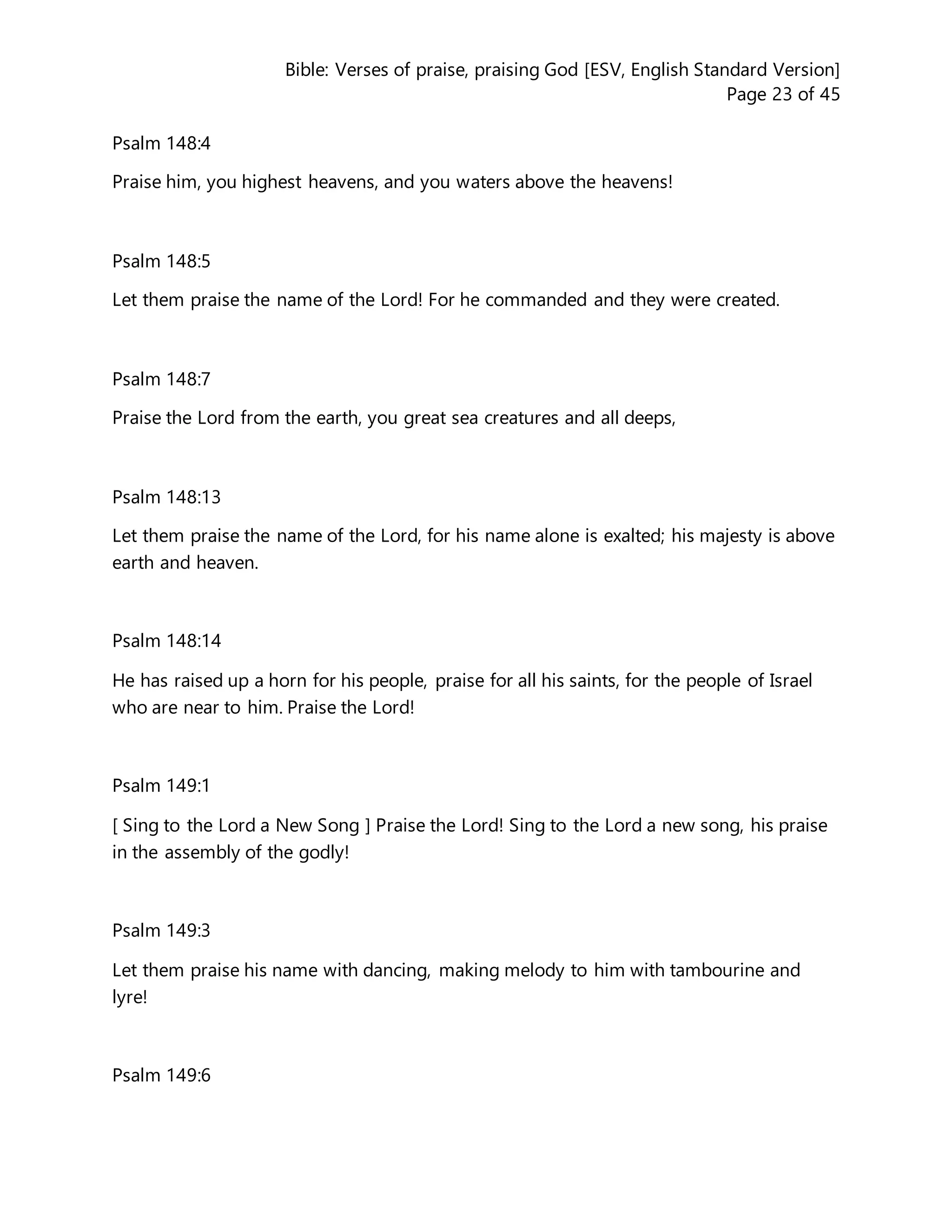 Bible's praise verses; Bonus: God's names: | PDF
