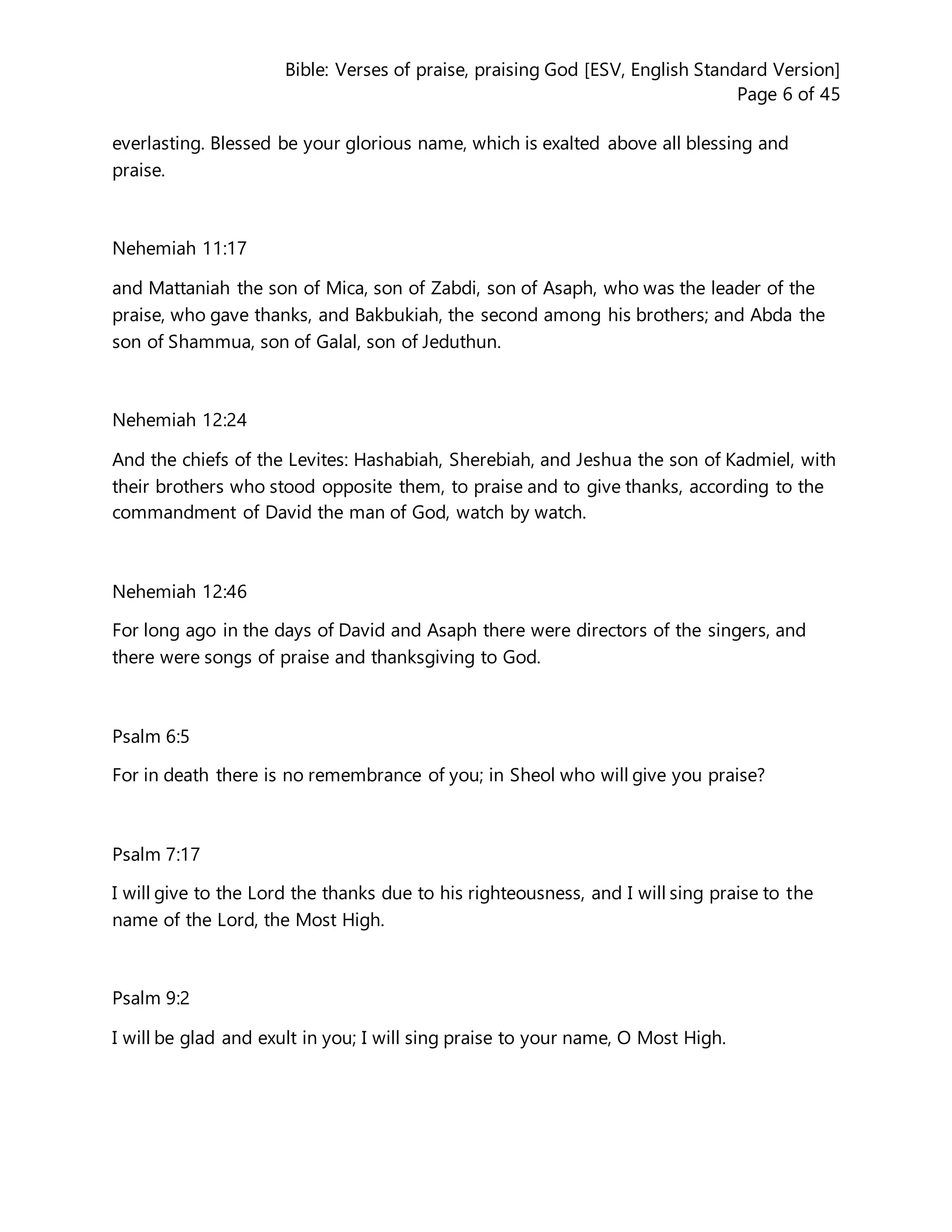 Bible's praise verses; Bonus: God's names: | DOCX