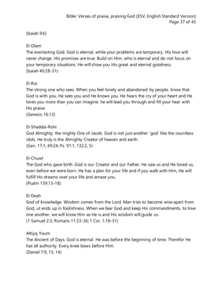 Bible's praise verses; Bonus: God's names: | DOCX